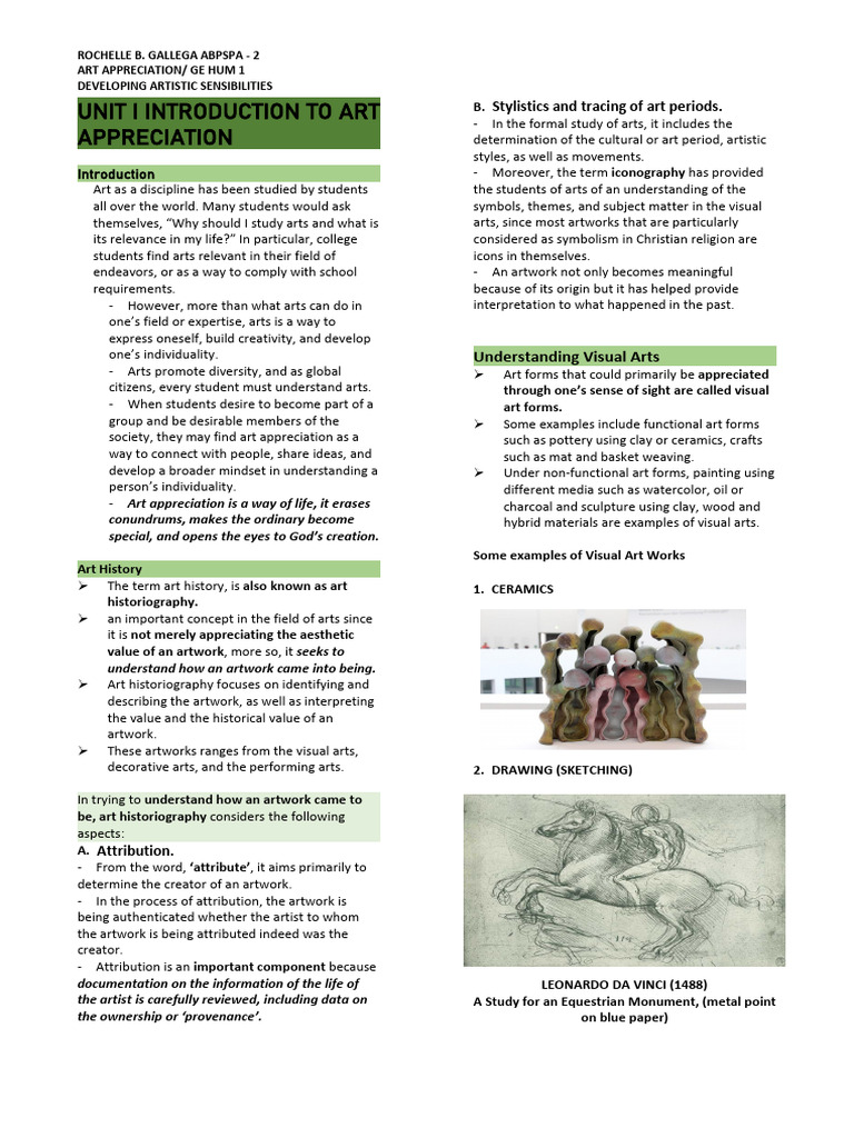 Unit i Introduction to Art Appreciation | PDF | Imagination | Image