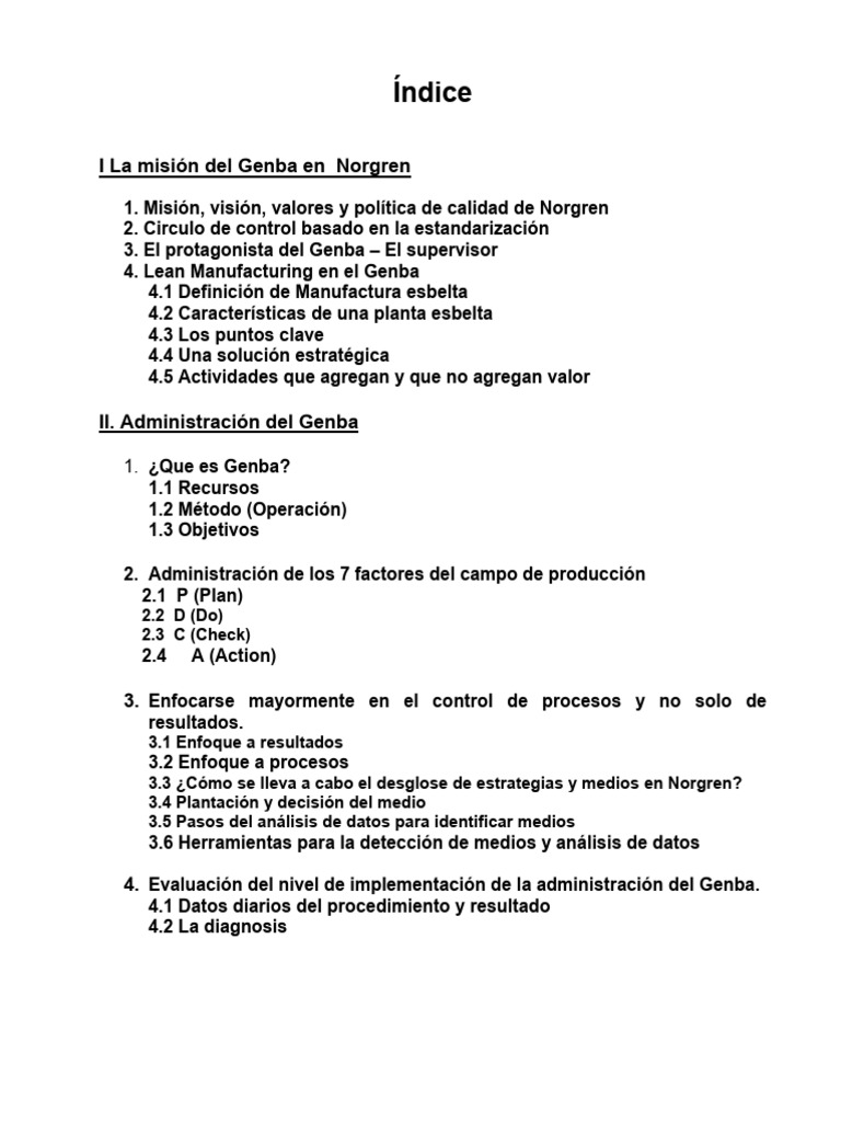 Administración del Genba en Norgren | PDF | Lean Manufacturing ...