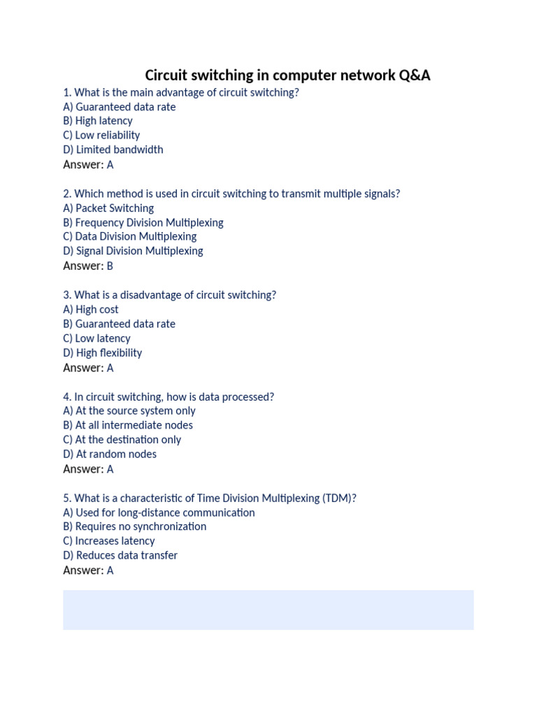 Circuit switching in computer network | PDF | Multiplexing | Telecommunications