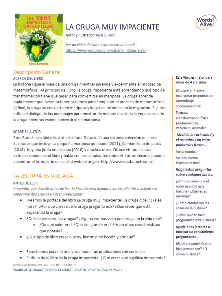 La Oruga Muy Impaciente: Reflexiones sobre Paciencia | PDF | Crisálida ...