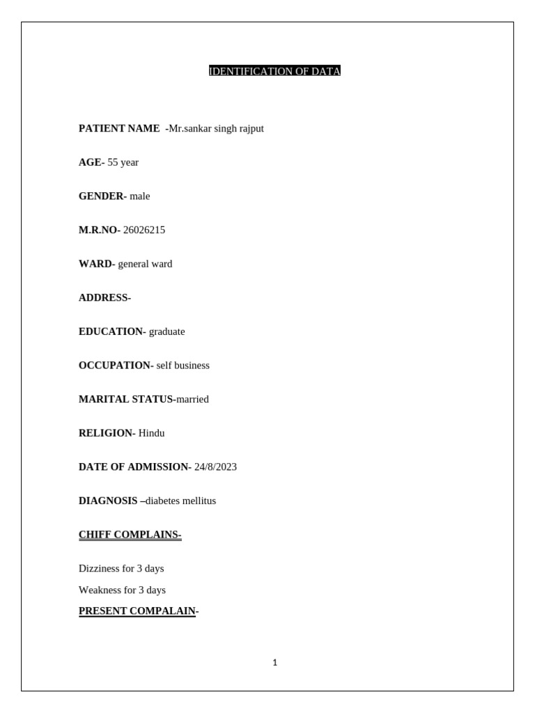 Case Study Diabetes Mellitus | PDF | Diabetes | Hyperglycemia