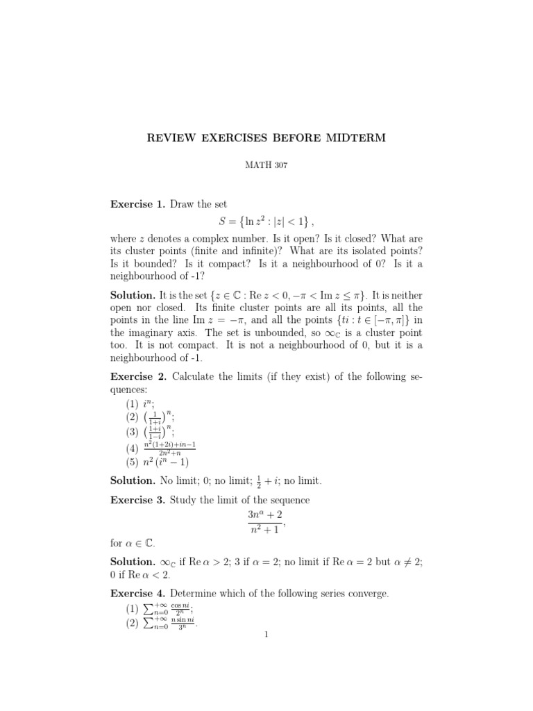 Math 307 Midterm Review Exercises | PDF | Mathematical Objects ...