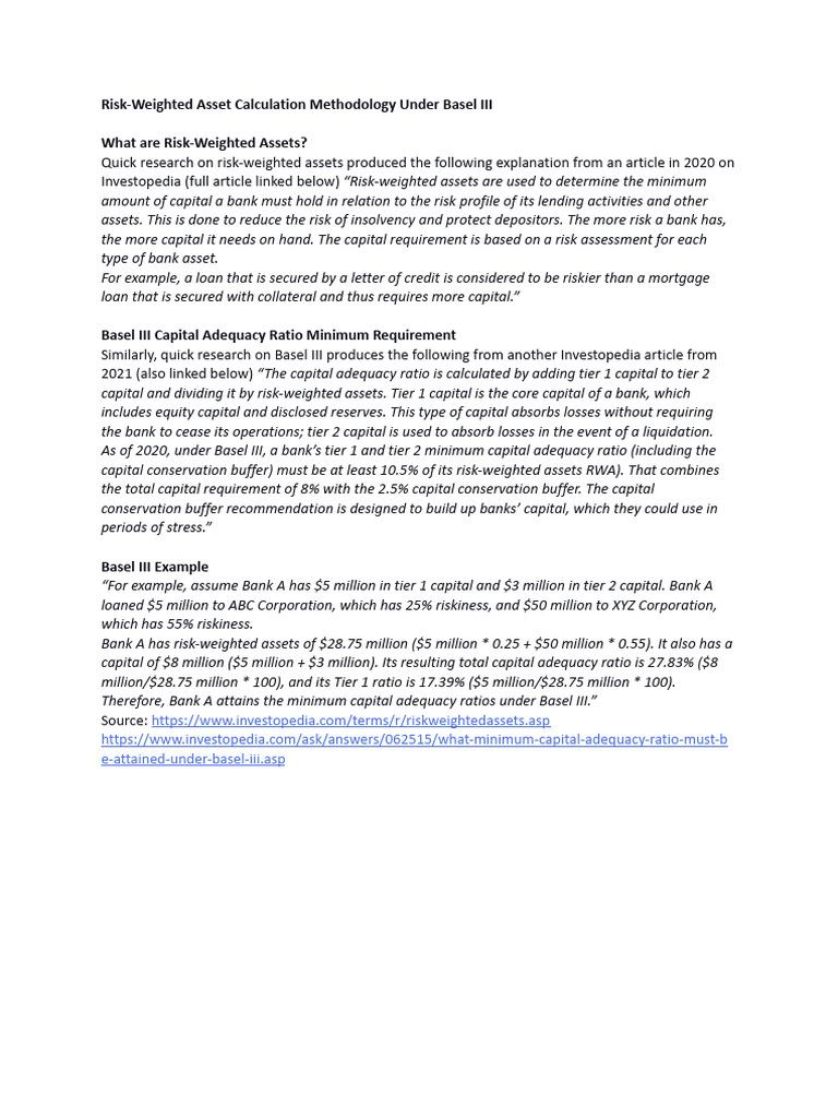 Basel III RWA Calculation Guide | PDF | Capital Requirement | Capital ...