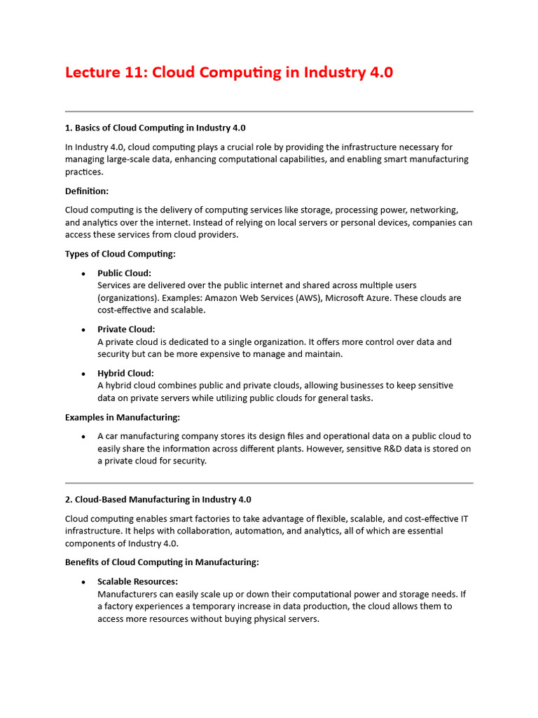 Lecture 11 CLOUD COMPUTING | PDF | Cloud Computing | Information Technology