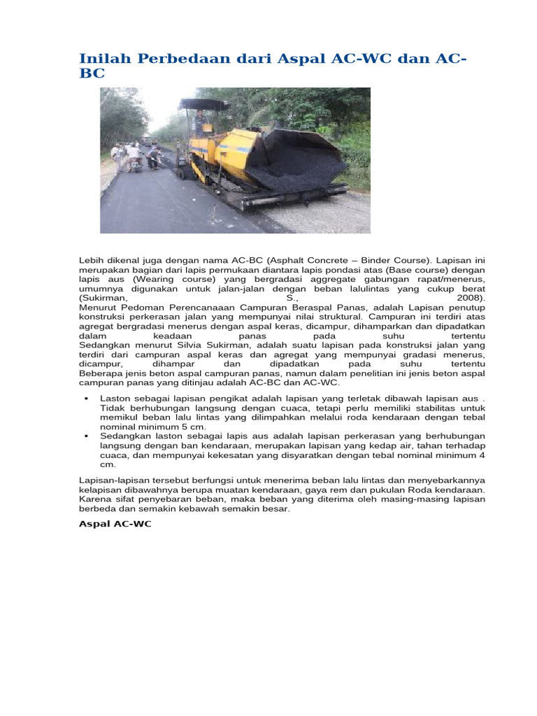Inilah Perbedaan Dari Aspal ACWC Dengan ACBC | PDF