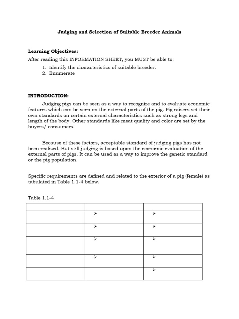 Information sheet no. 1.1-4 | PDF | Pig | Wild Boar