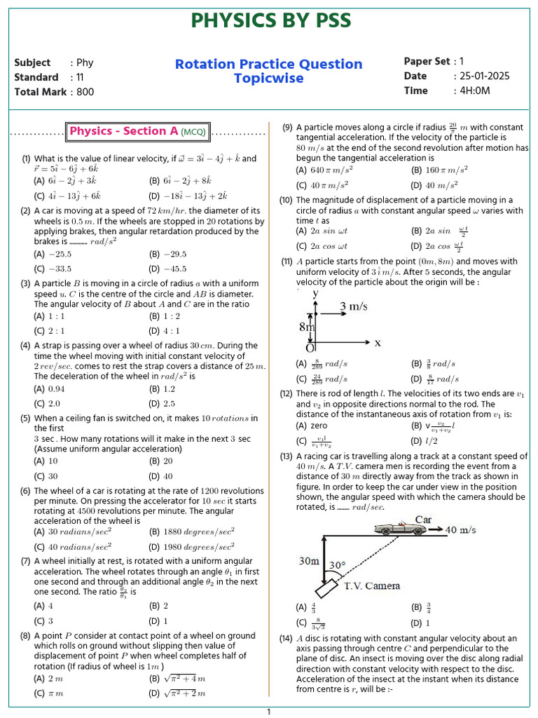 Rotation Practice Question Topicwise 1737824212 | PDF | Acceleration ...