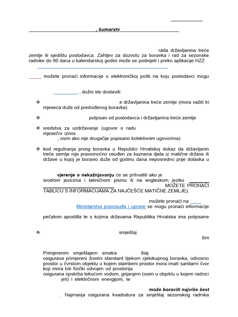 Zahtjev Za DBR Za Sezonski Rad Do 90 Dana - Azuriranje Svibanj 2023 | PDF