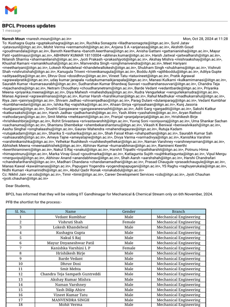 Gmail - BPCL Process Updates | PDF