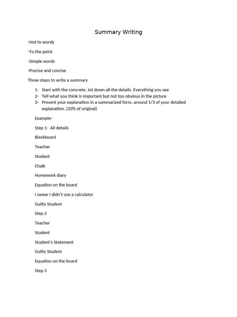 Summary Writing CW | PDF