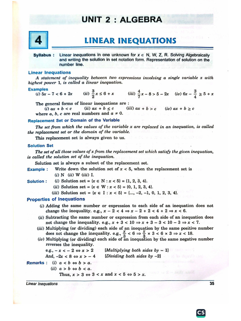 Linear Inequations PDF New | PDF