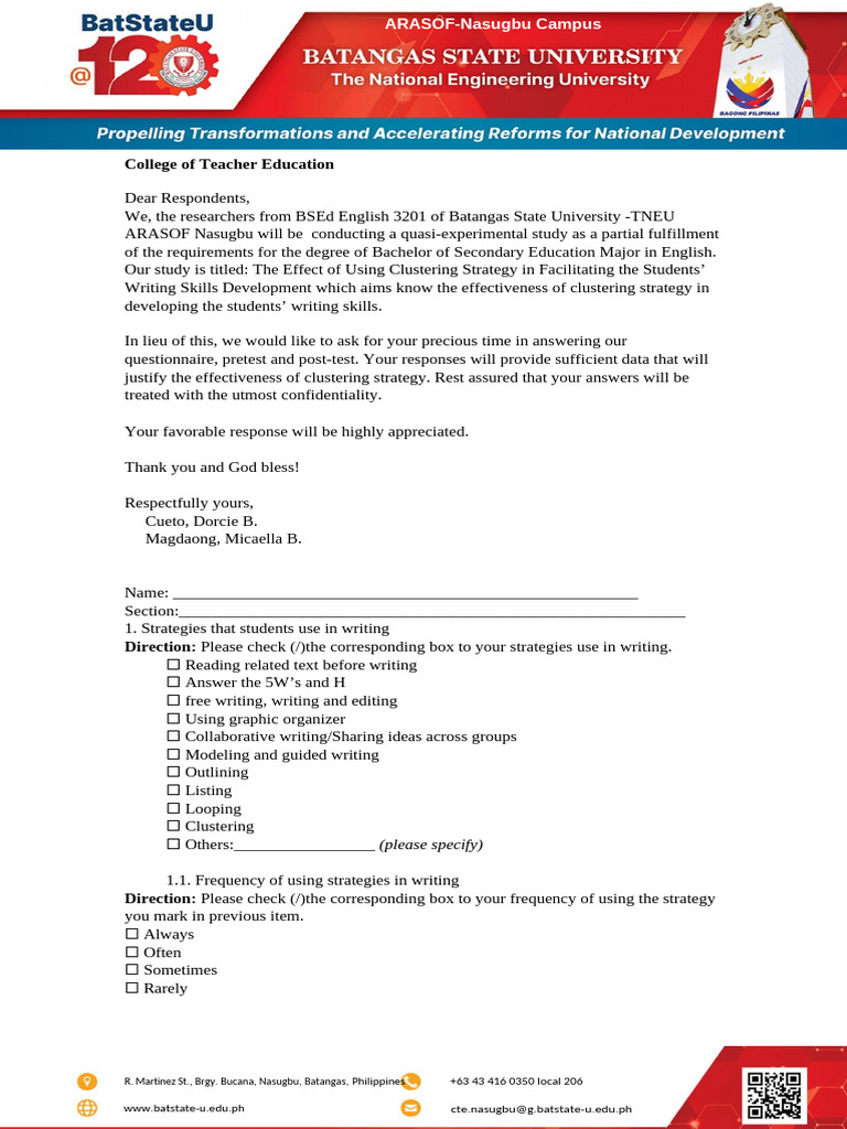 Questionnaire Pre and Post Test. | PDF | Cognitive Science | Human ...