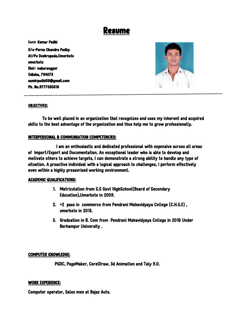 Samir resume | PDF | Cognition | Learning