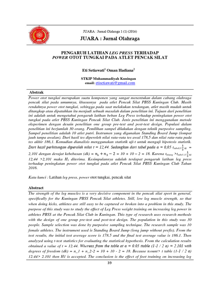 Jurnal Power Tungkai | PDF