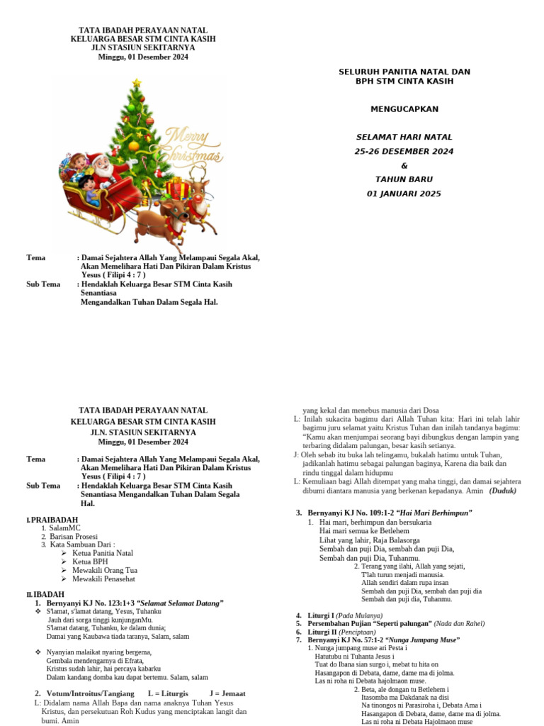 Tata Ibadah Natal STM Cinta Kasih | PDF
