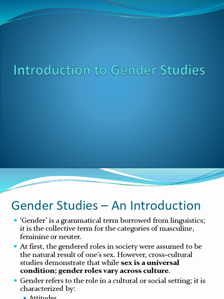 1 - Introduction to Gender Studies | PDF | Gender | Gender Studies