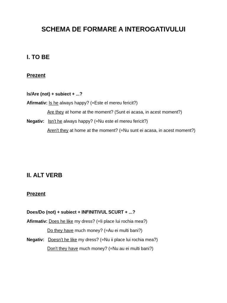 3. Schema de Formare a Interogativului - Present Simple | PDF