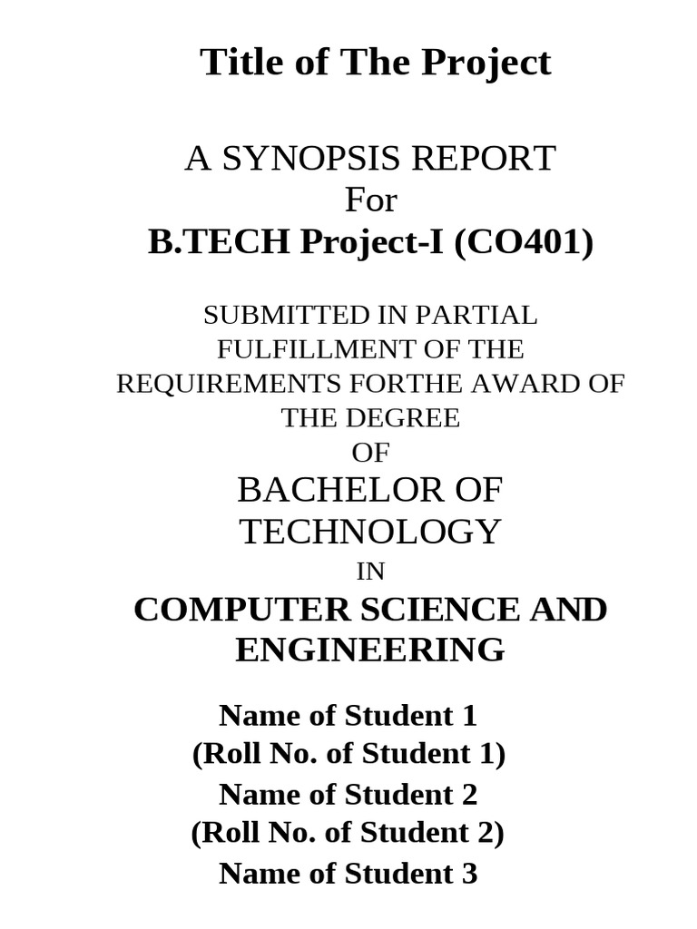B.Tech Project Synopsis | PDF