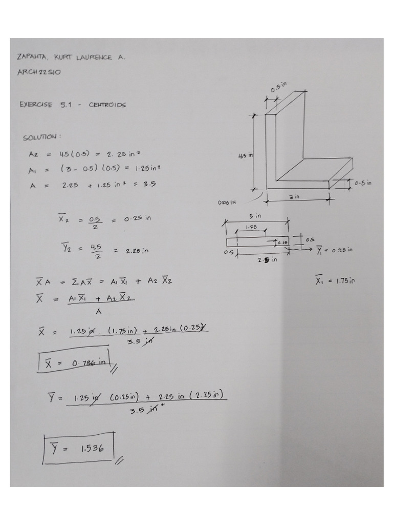 Exercise 5.1 - Centroids (ZapantaARCH22S10) | PDF