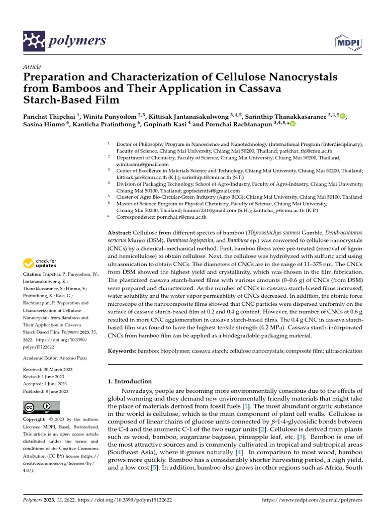 Preparation and Characterization of Cellulose Nanocrystals | PDF | Scanning Electron Microscope ...