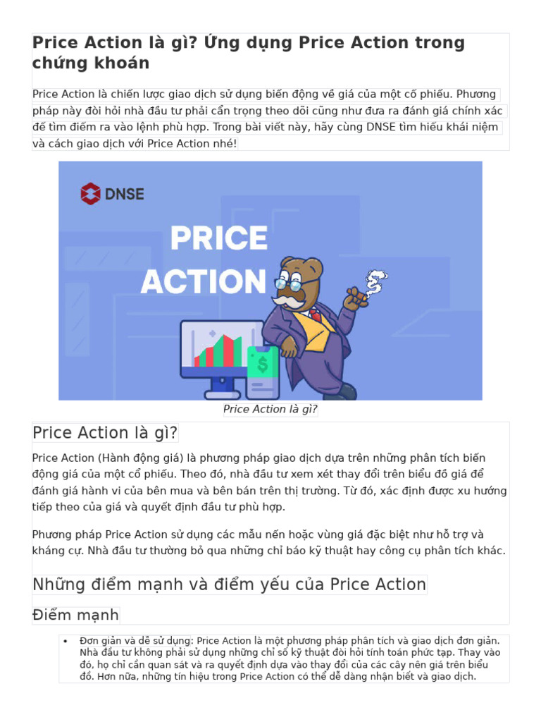 Price Action Là Gì NG D NG Price Action Trong CH NG Khoán | PDF
