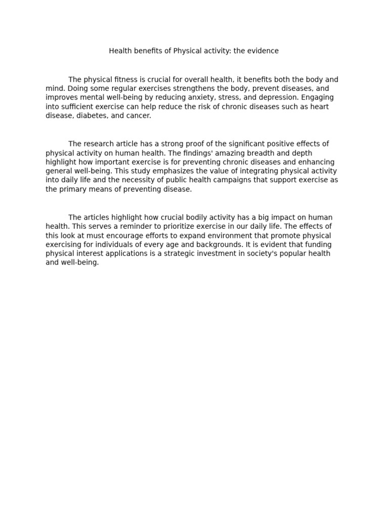 Health Benefits of Physical Activity | PDF