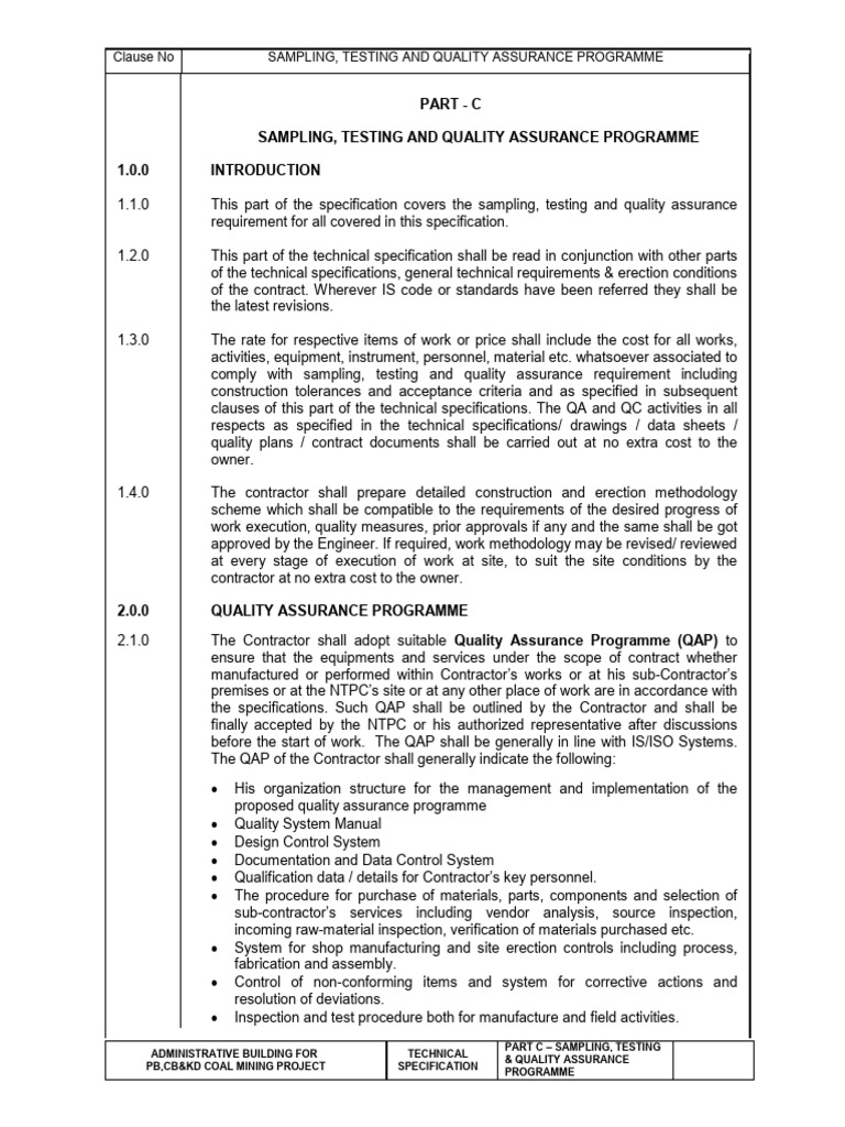 Field Quality Plan | PDF | Quality Assurance | Specification (Technical ...