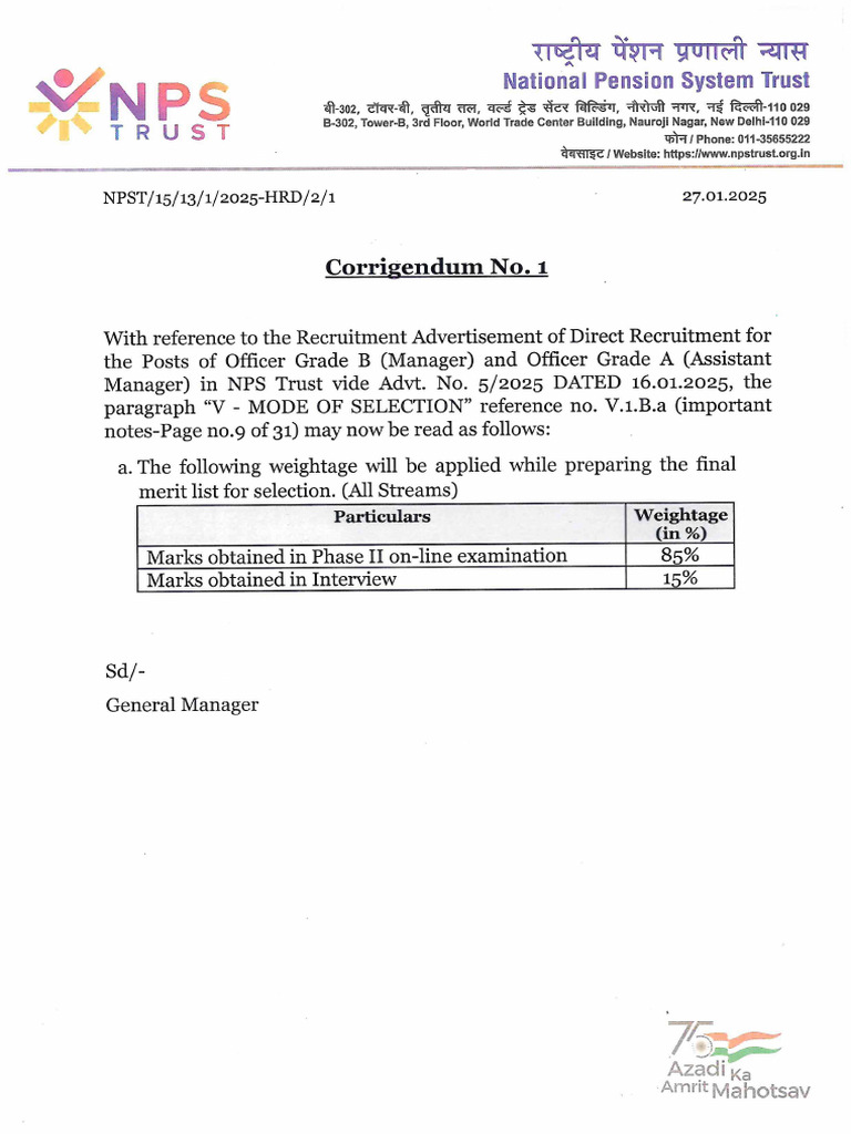 Corrigendum Recruitment Advertisement DATED 16 Jan 2025 | PDF