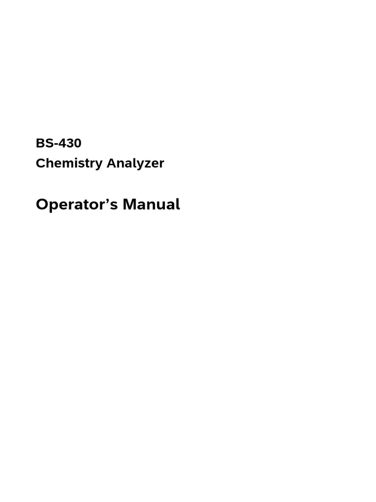 BS-430 Operator's Manual V10 en | PDF | Waste | Medical Device