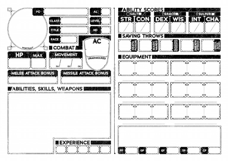OSE Vagabond Anti-Hammerspace Character Sheet A4 - Page-0001 | PDF