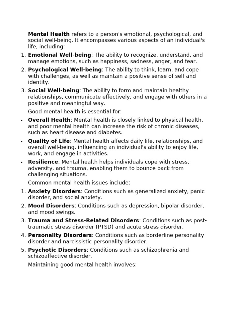 Understanding Mental Health Essentials | PDF