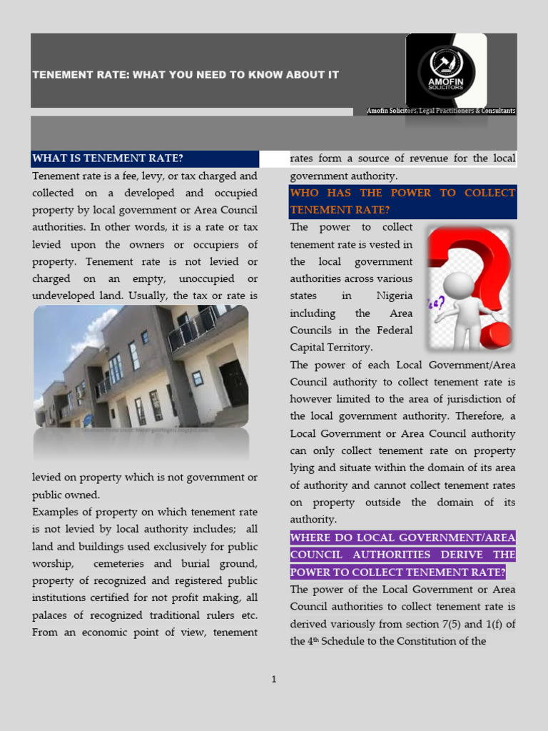 Tenement Rate What You Need To Know About It by Kazeem A Oyinwola | PDF | Leasehold Estate | Lease