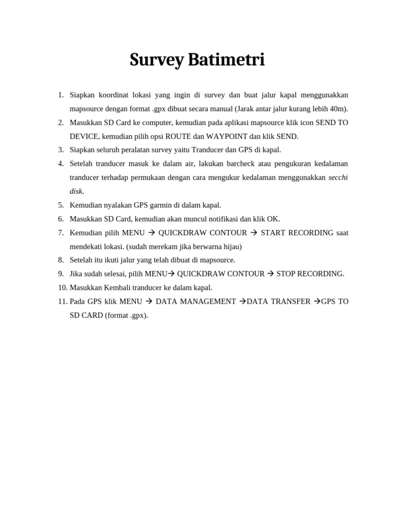 Panduan Lengkap Survey Batimetri | PDF