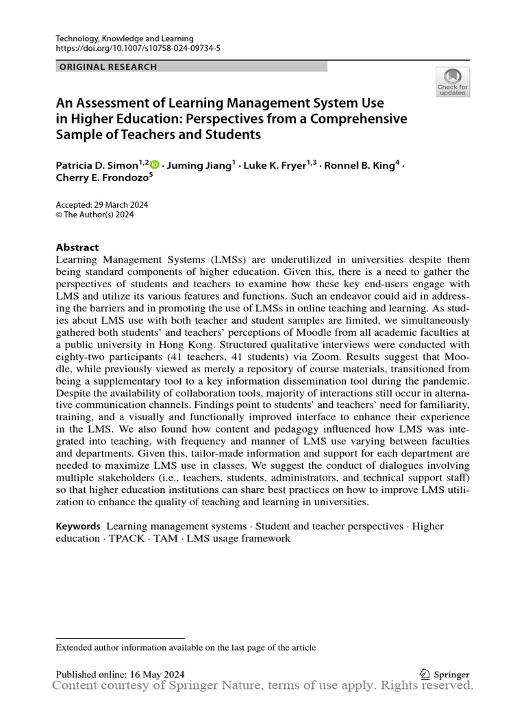 An_Assessment_of_Learning_Management_System_Use_in | PDF | Educational ...