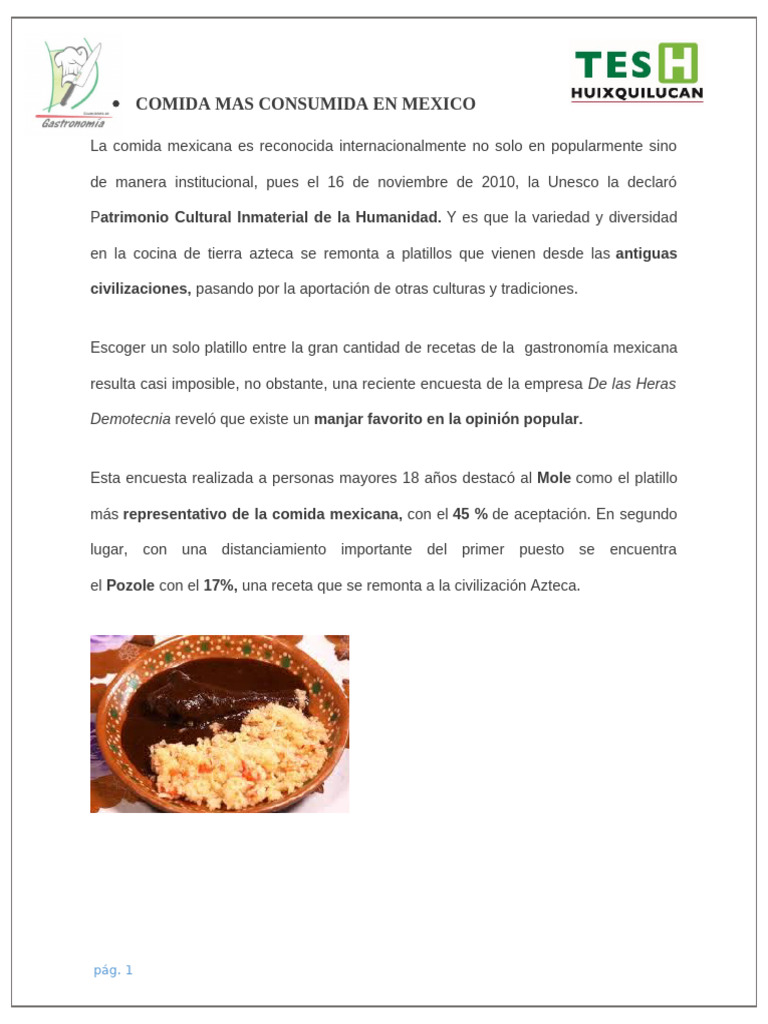 Platillos Favoritos de la Comida Mexicana | PDF | Cocina mexicana | México