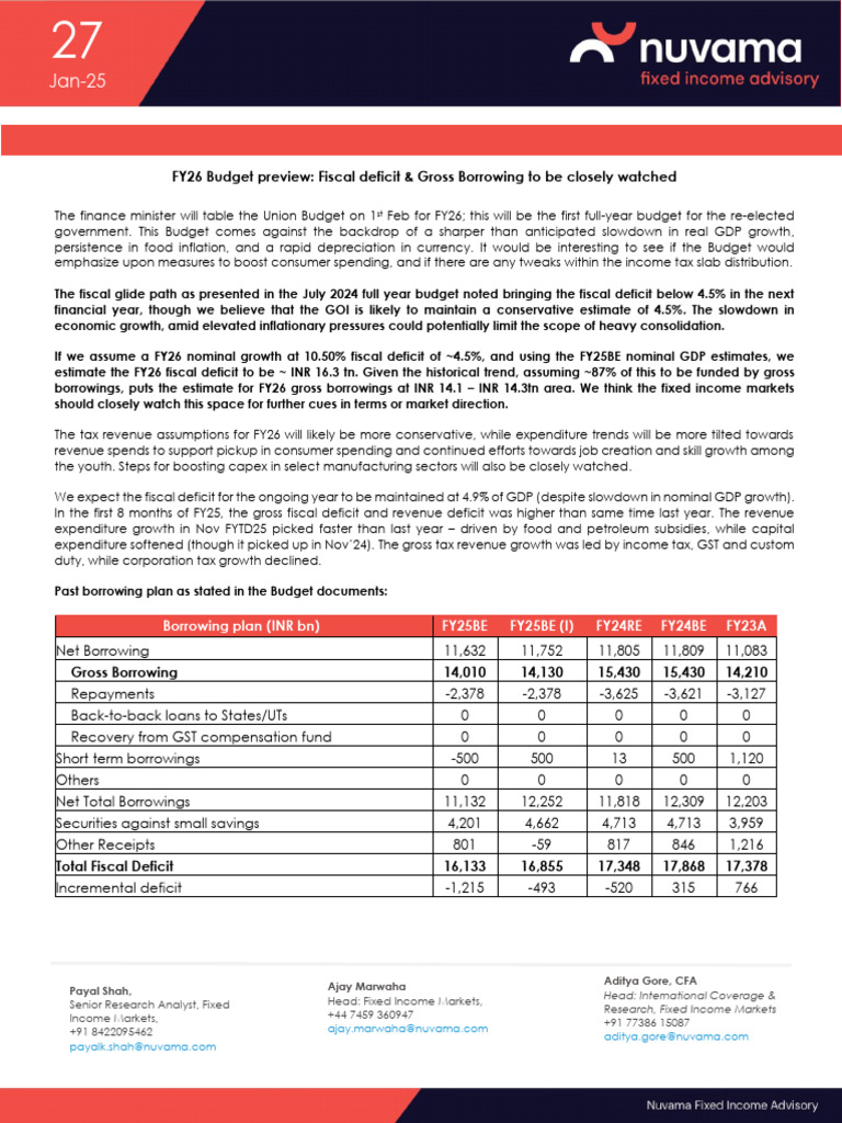 FY26 Budget Preview: Fiscal Deficit Insights | PDF | Government Budget ...