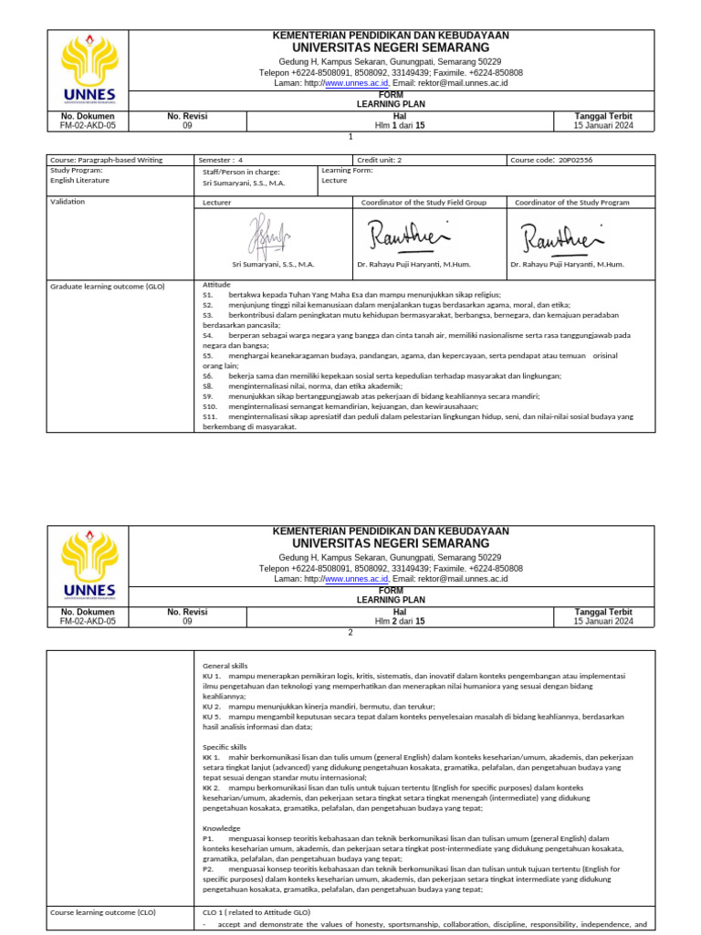 Rencana Pembelajaran Menulis Paragraf | PDF