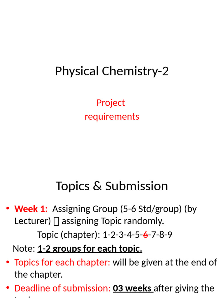 Physical Chemistry-2 (Project Requirement and Evaluation) | PDF