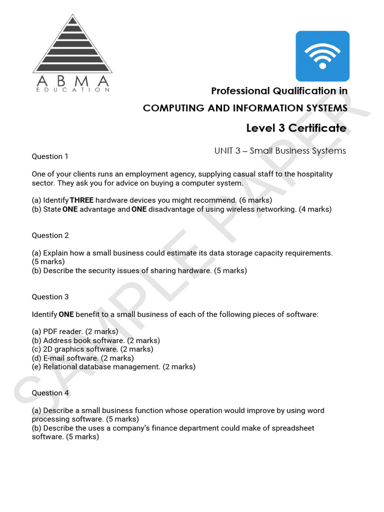 COIS Level 3 Unit 3 Sample Paper 1 | PDF | Customer Relationship Management | Computer Science