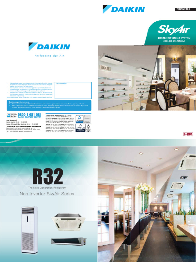 DAIKIN SkyAir Non Inverter R410A DIDSN2401 | PDF | Drainage | Pump