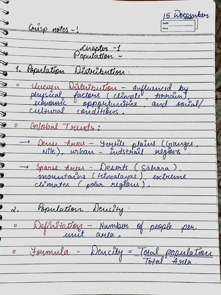 Class 12th Geography POPULATION Notes | PDF