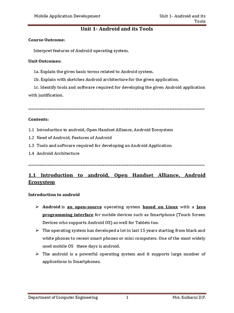 MAD_UNIT_1_TO_4_NOTES | PDF | Android (Operating System) | Java Virtual ...