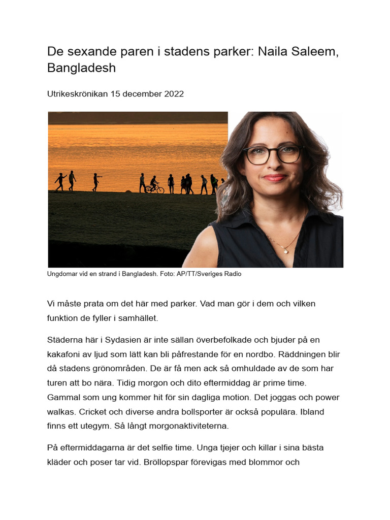 De sexande paren i stadens parker_ Naila Saleem, Bangladesh | PDF
