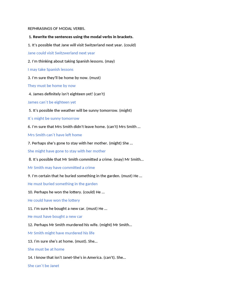 REPHRASINGS OF MODAL VERBS | PDF | Linguistic Morphology | Linguistics