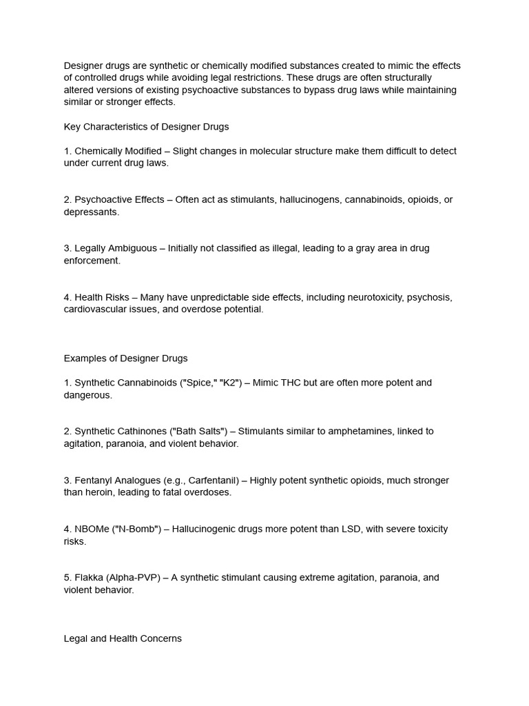 Understanding Designer Drugs: Risks & Types | PDF