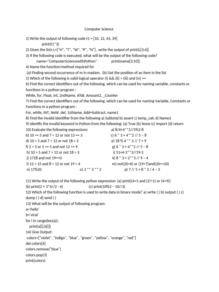 Computer Science MCQ Revision | PDF | Computer Science | Software ...