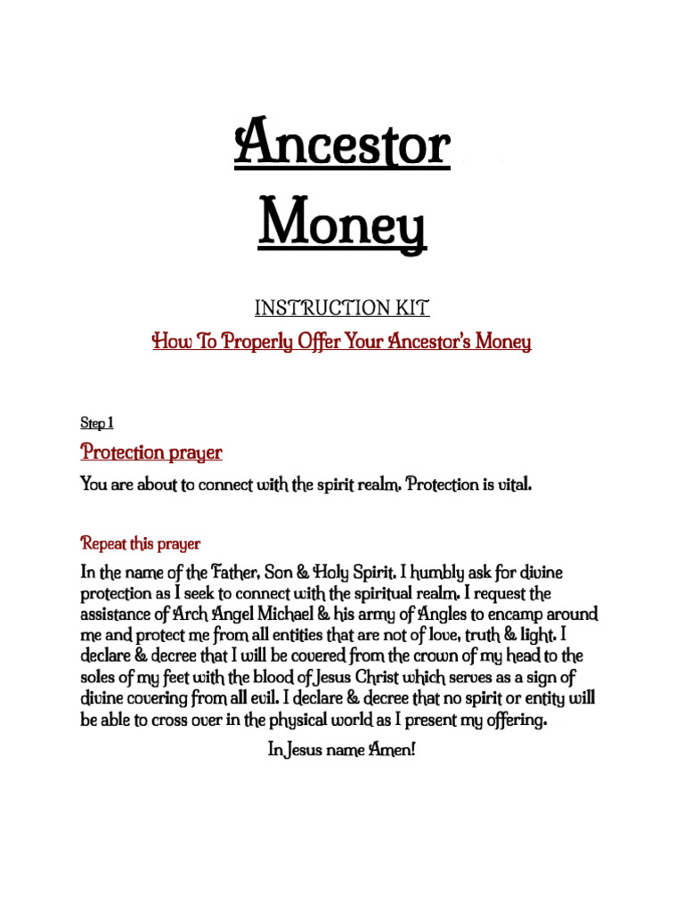 Ancestor Money - Instructions Only - U | PDF