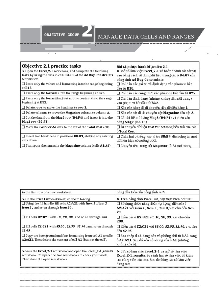 Objective 2 - Excel - 2019 - A - V | PDF