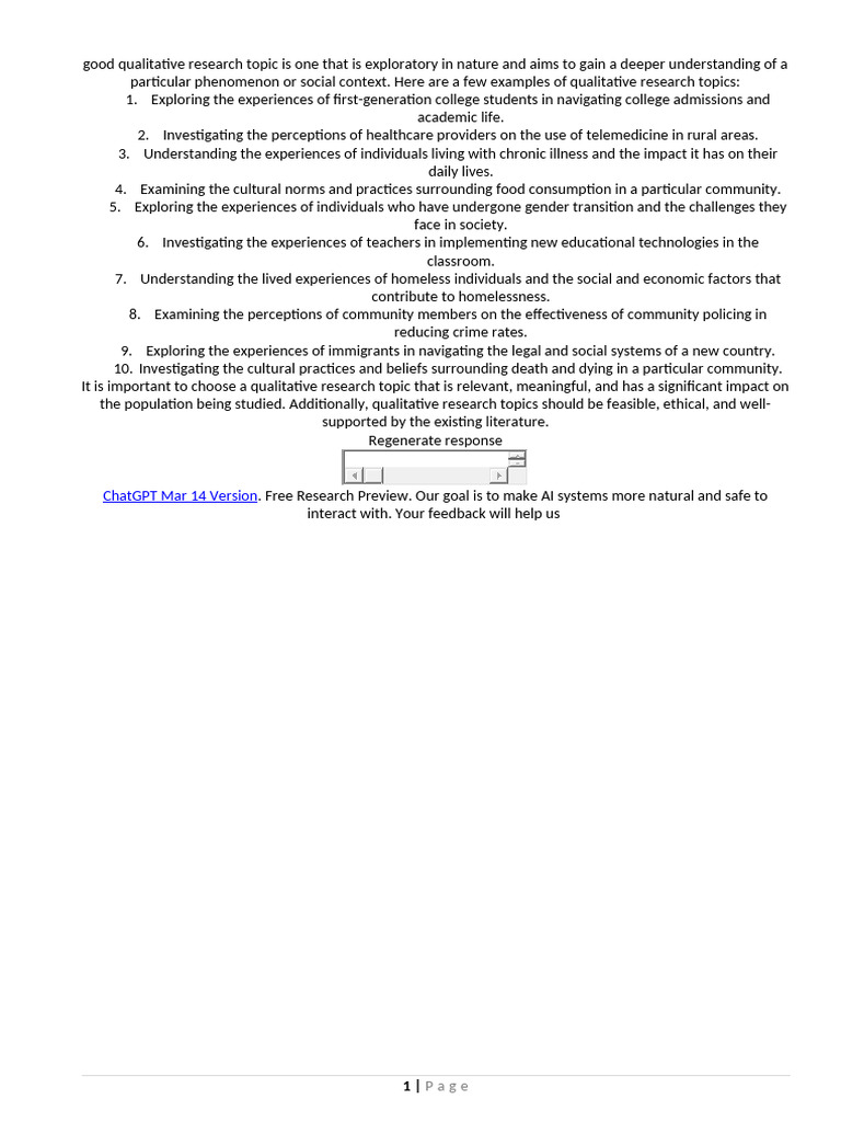 Top Qualitative Research Topics | PDF