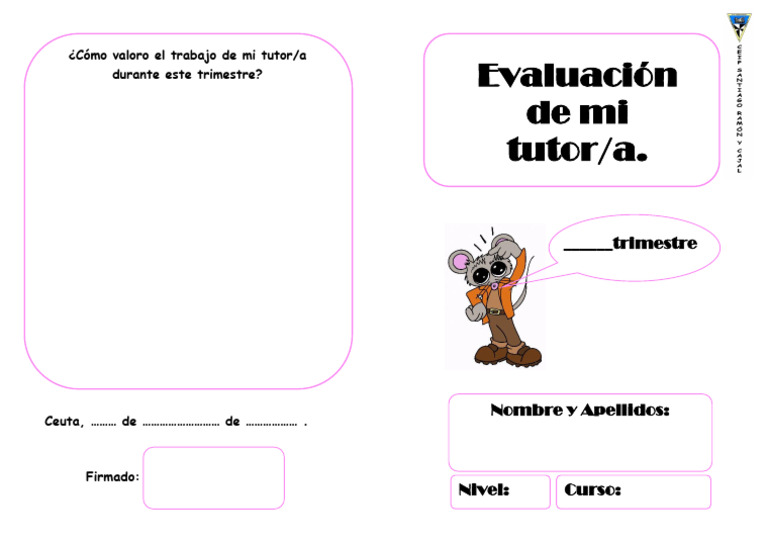 EVALUACIÓN DEL TUTOR (Portada y Contraportada) | PDF